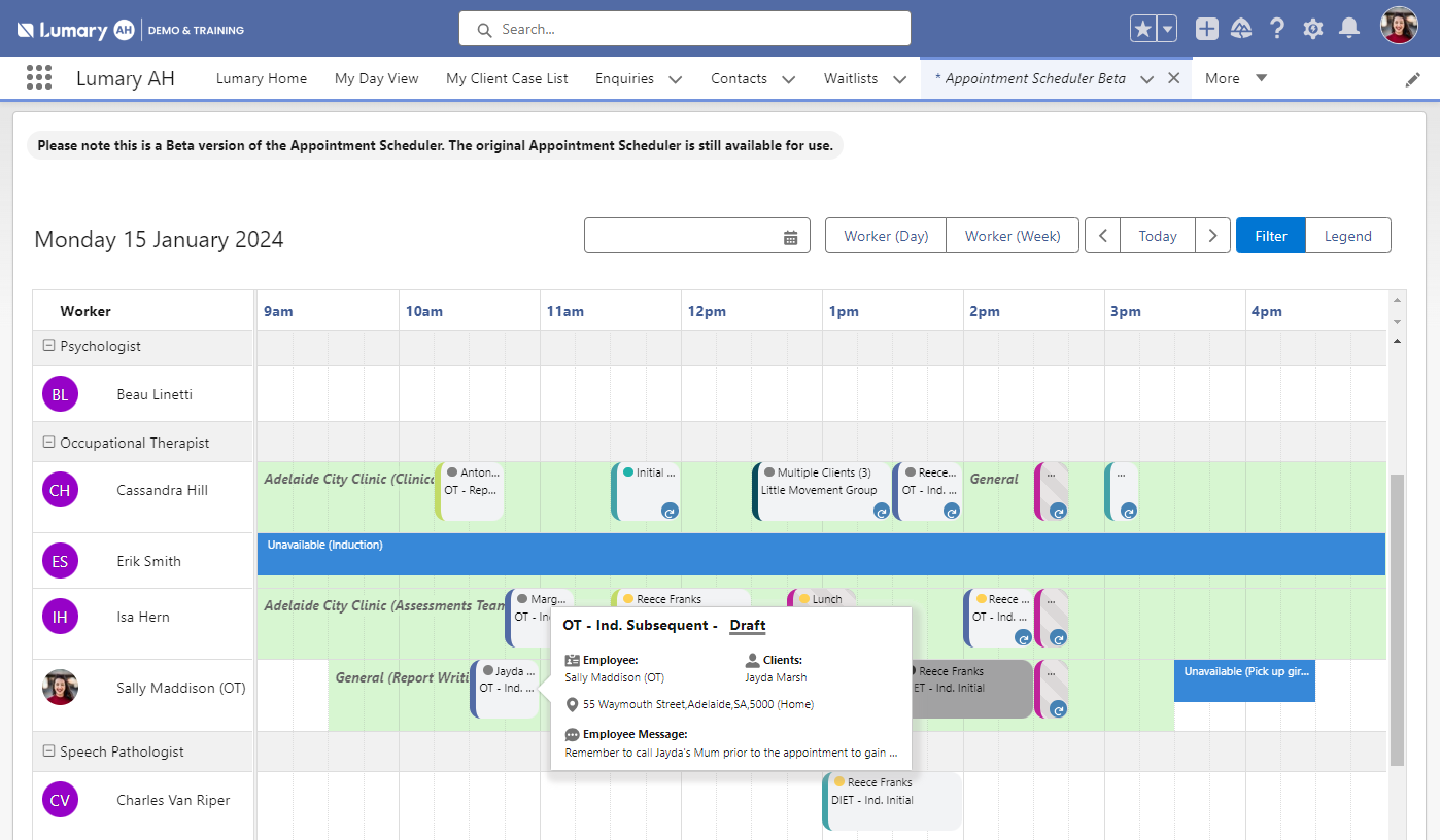 Manage allied health appointments in the Appointment Scheduler – Lumary ...
